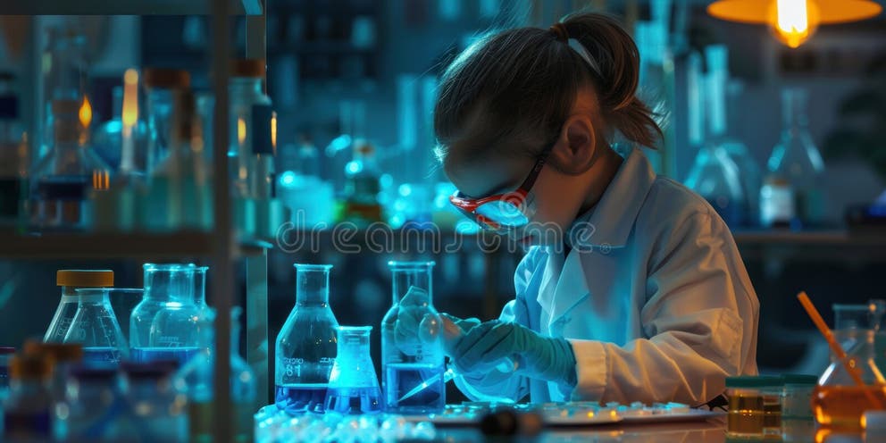 Young Scientist in Lab. Created by Generative Artificial Intelligence ...