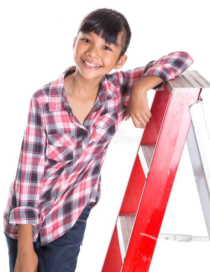 Young Girl on a Ladder VIII Stock Photo - Image of childhood ...