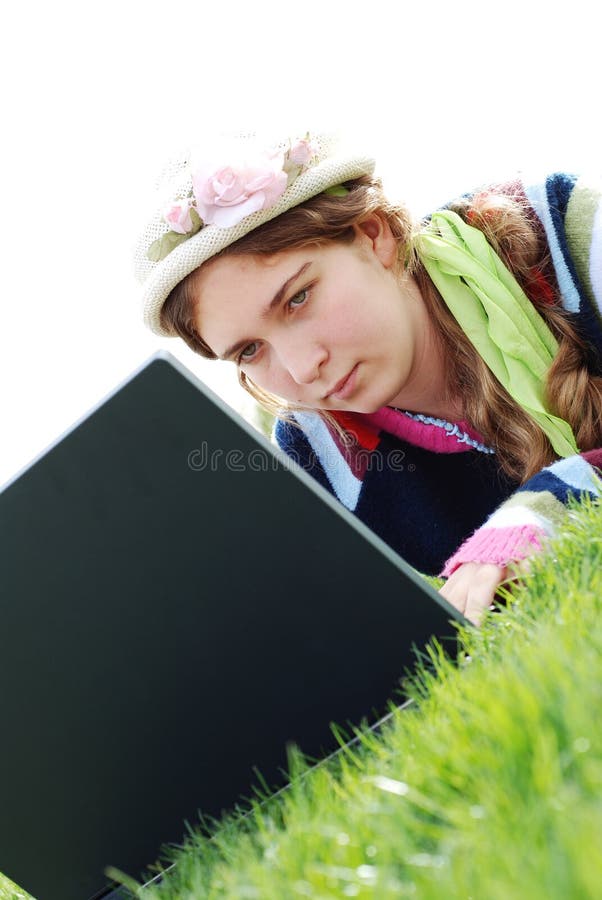 Girl With A Laptop Picture. Image: 3061192