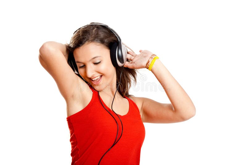 Young girl listen music stock image. Image of gorgeous - 13342973