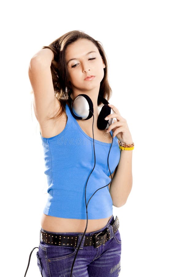 Young girl listen music stock image. Image of lifestyle - 13630687