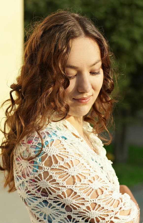 Young girl look down stock photo. Image of summer, kindness - 10933236