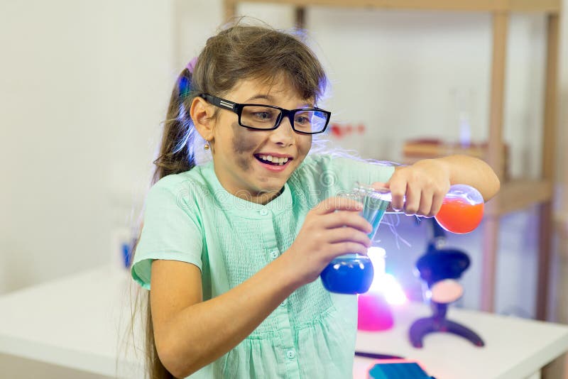 Young Girl Making Science Experiments Stock Image - Image of chemistry ...