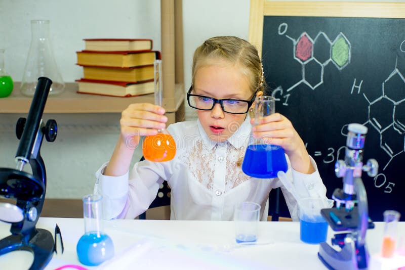 Young Girl Making Science Experiments Stock Photo - Image of clever ...