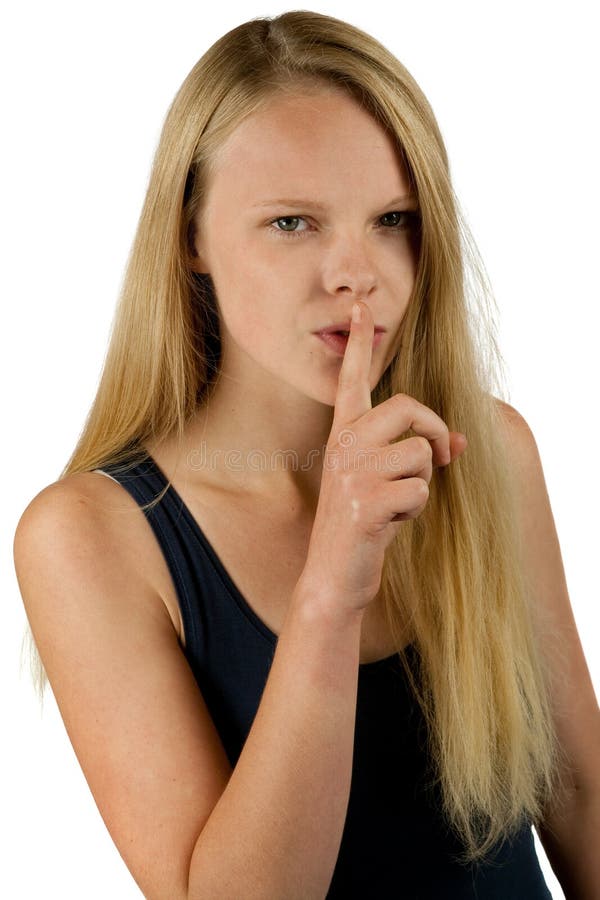 Young Girl Making Silence Gesture Stock Image - Image of quit, cute ...