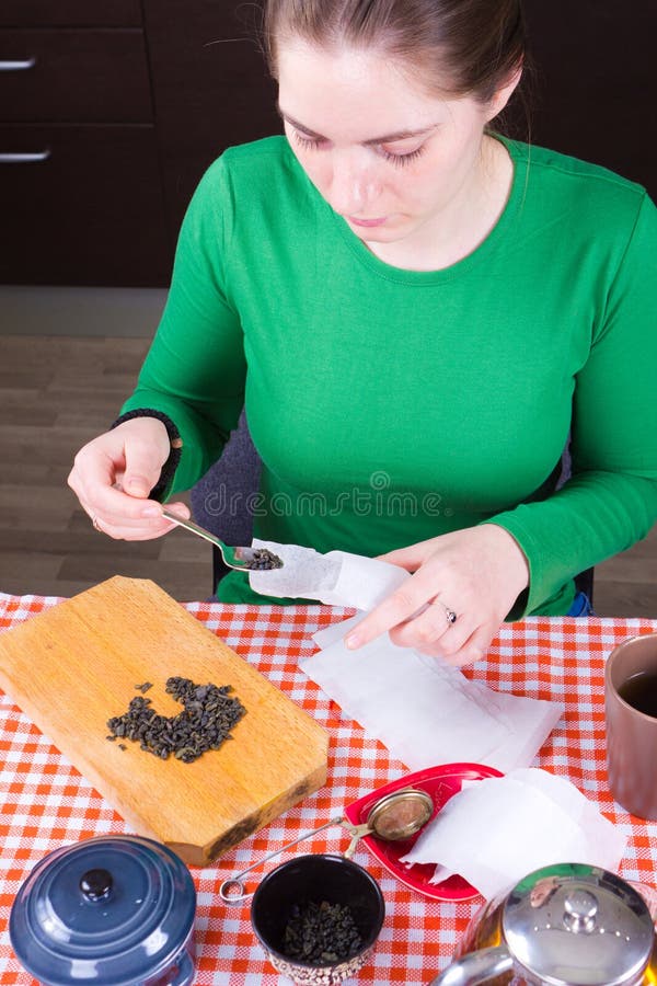 Young Girl Making Tea in Kitchen Stock Image - Image of diet, spoon ...