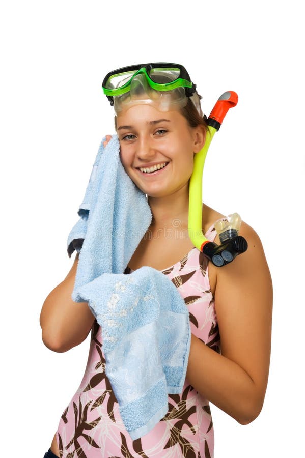 Young Girl with a Mask for Diving Stock Image - Image of happiness ...