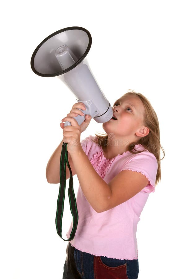 Talking into megaphone stock image. Image of white, talk - 13136817
