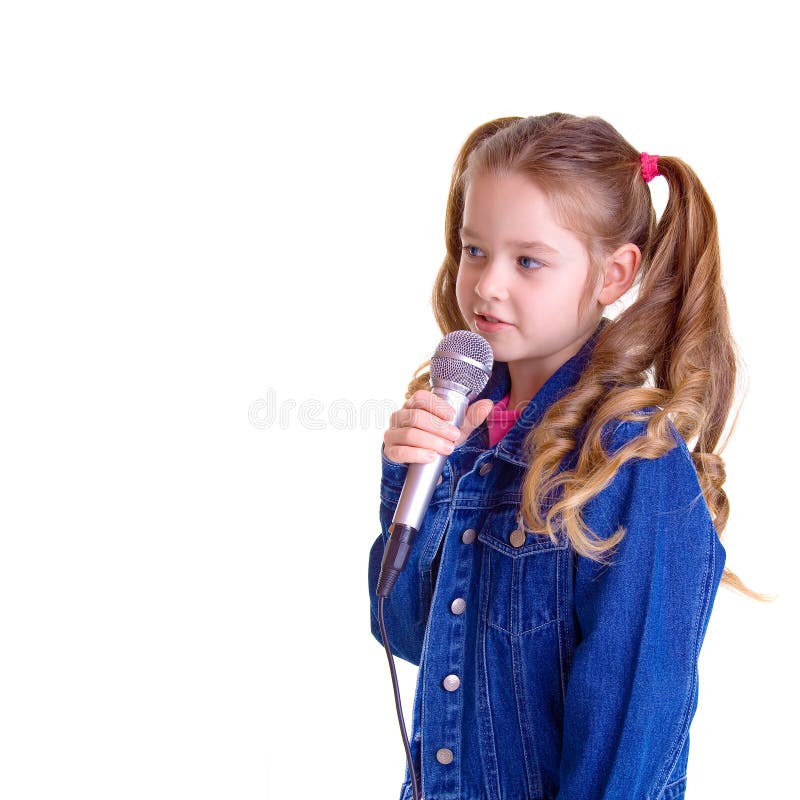 Young girl with microphone stock image. Image of children - 8568071