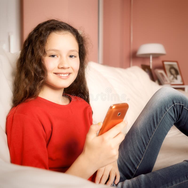 Young girl mobile phone stock photo. Image of computer - 41324670
