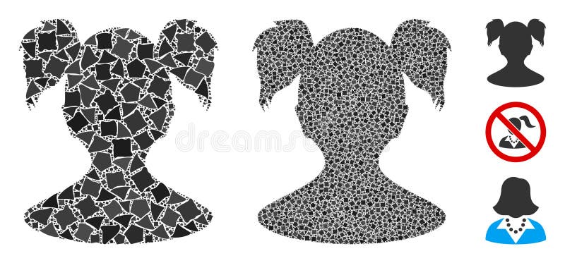 Young Girl Mosaic Icon of Bumpy Items Stock Vector - Illustration of ...