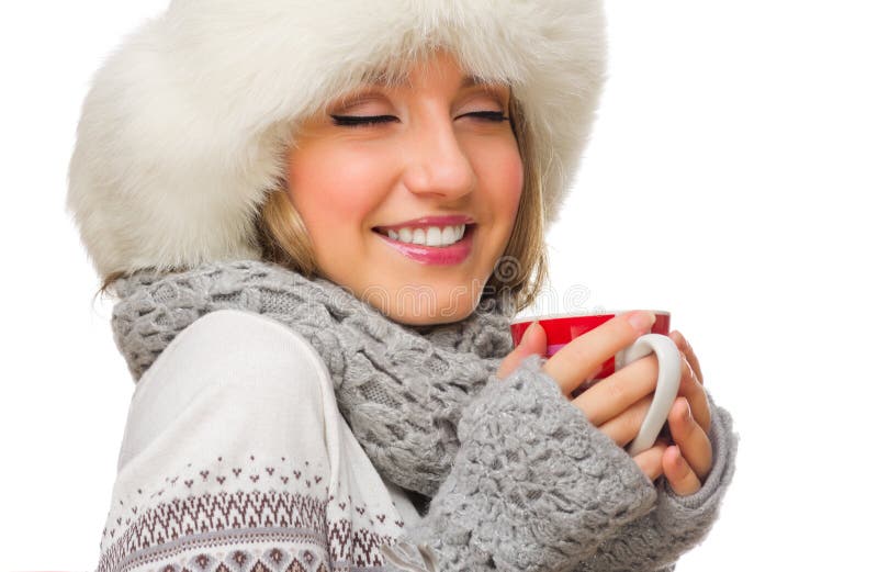 Young girl with mug stock photo. Image of beverage, clothing - 27760914