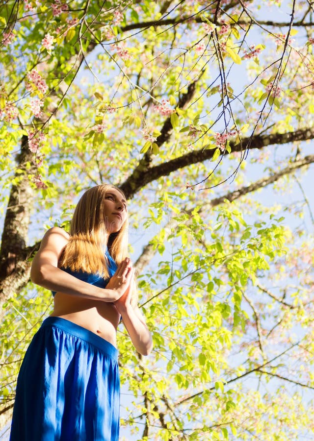 Namaste yoga position stock photo. Image of girl, woman - 6955896