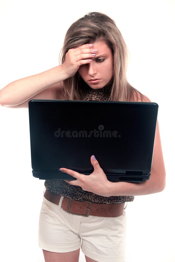 Young girl with notebook stock photo. Image of laptop - 15157440