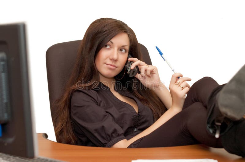 Young girl at office stock image. Image of indoors, office - 12890731