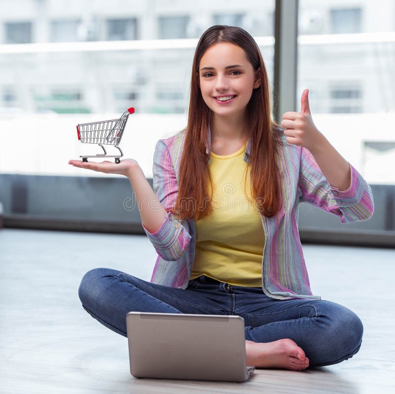 Young Girl in Online Shopping Concept Stock Image - Image of girl ...