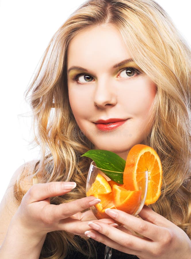 Young girl with orange stock photo. Image of attractive - 40126206