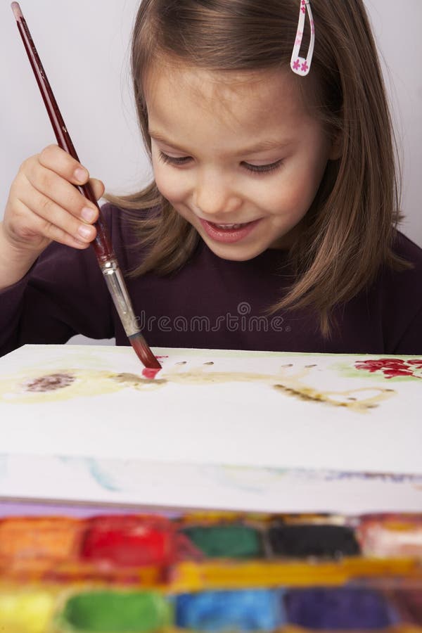 Young Girl Painting Picture Stock Photo - Image of painting, happy: 8095354
