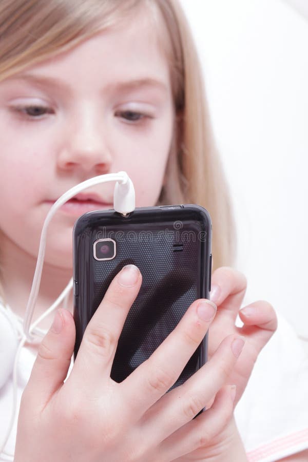 Young girl with phone stock image. Image of phone, fingers - 23495707