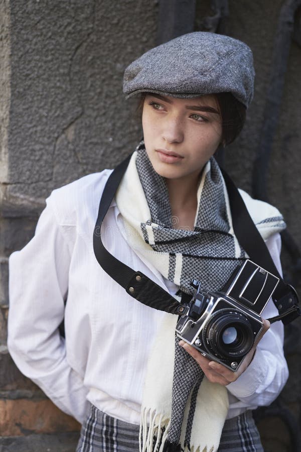 Young girl photographer stock photo. Image of casual - 115809064