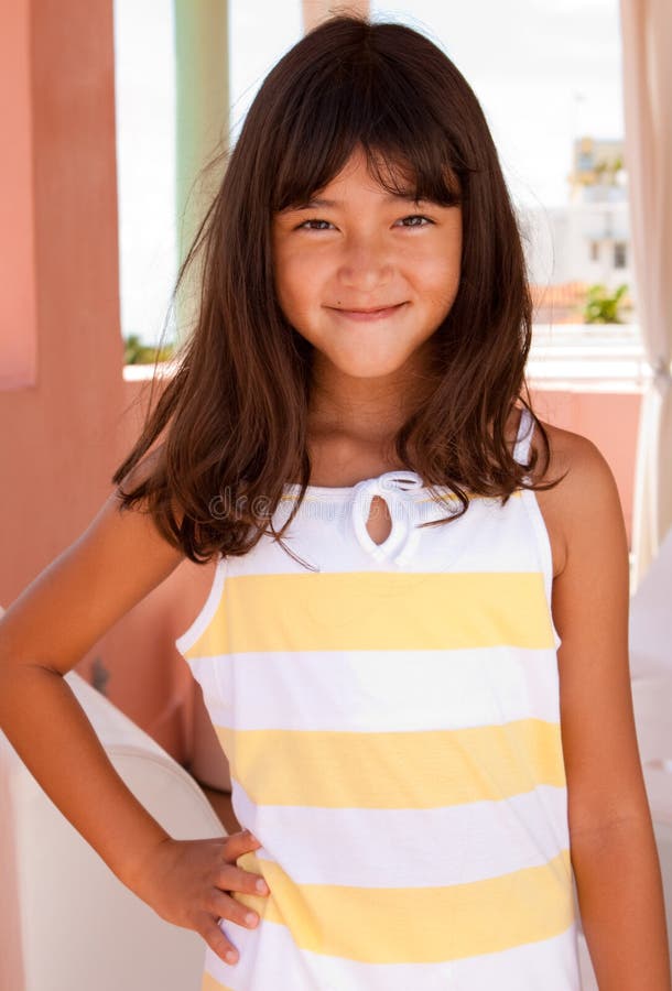 Young Girl Playing at the Beach on the Sand. Stock Image - Image of ...