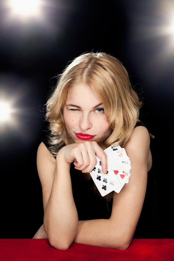 Young Girl Playing in the Gambling Stock Image - Image of concept, hand ...