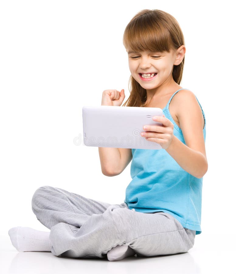 Student Girl with Tablet Pc Stock Image - Image of playing, happy: 33876291