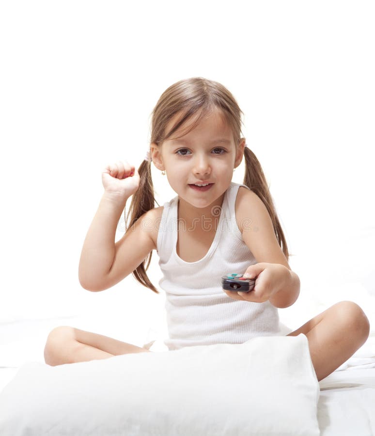 Young Girl Playing with Remote Control Stock Image - Image of face ...