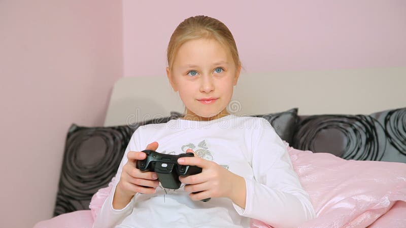 Blonde Young Girl Focus on Smartphone Screen. New Mobile Game App Stock ...