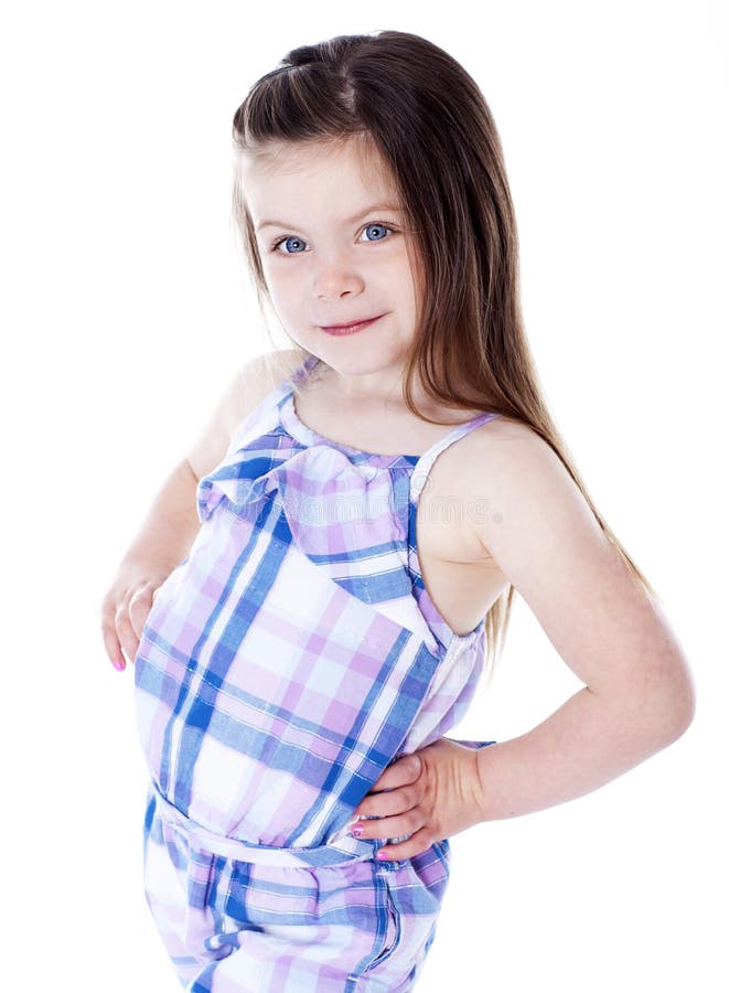 Sassy Toddler Girl with Arms Folded Stock Photo - Image of blue, happy ...