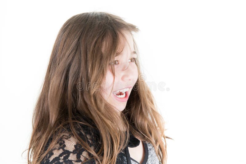 Young Girl Portrait with Funny Emotions Stock Image - Image of human ...