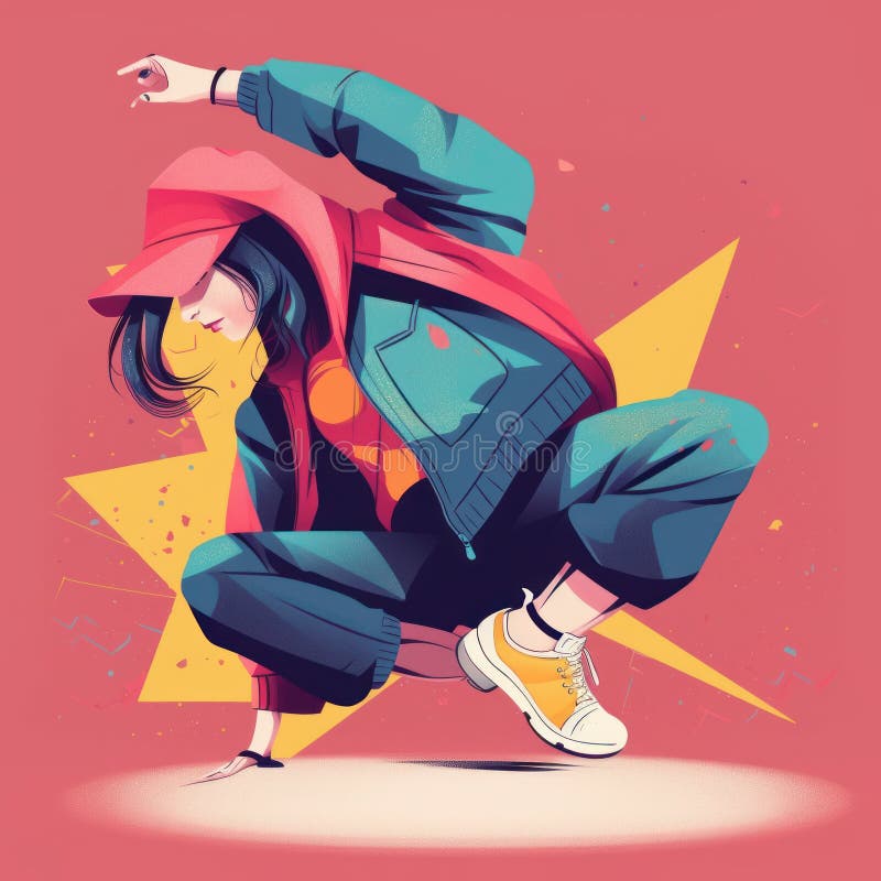 Young Girl Powerful Break Dance Graphic Image Generative AI Stock ...