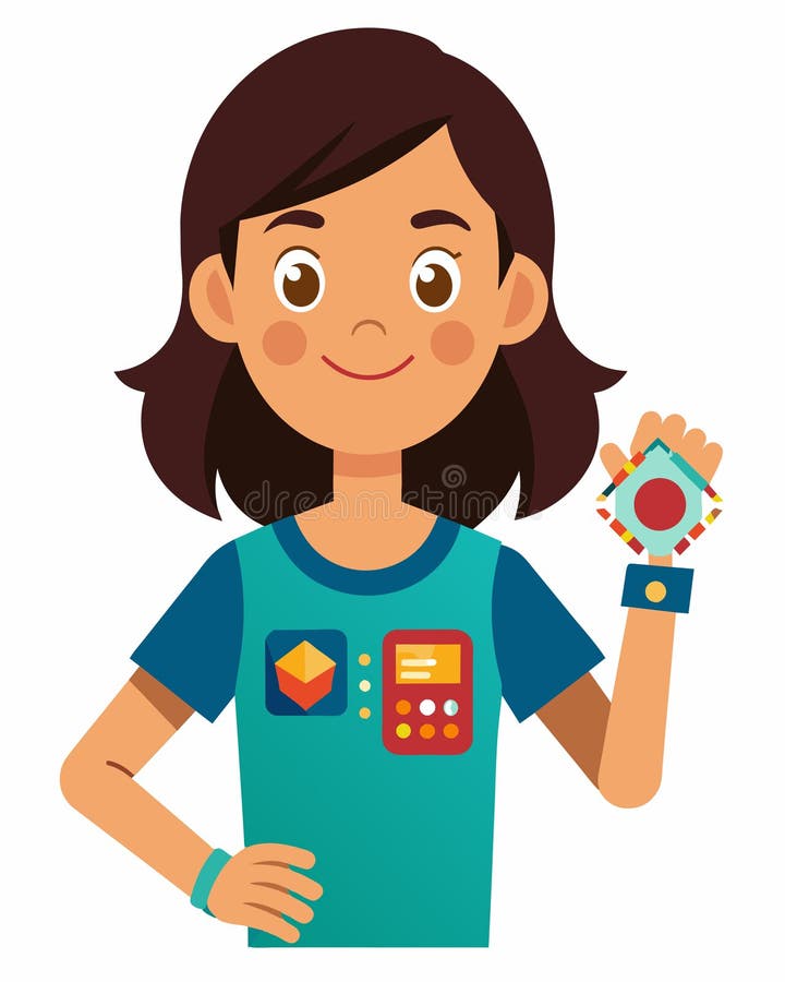 A Young Girl Proudly Shows Off Her Custommade Electronic Bracelet Complete With Blinking Lights