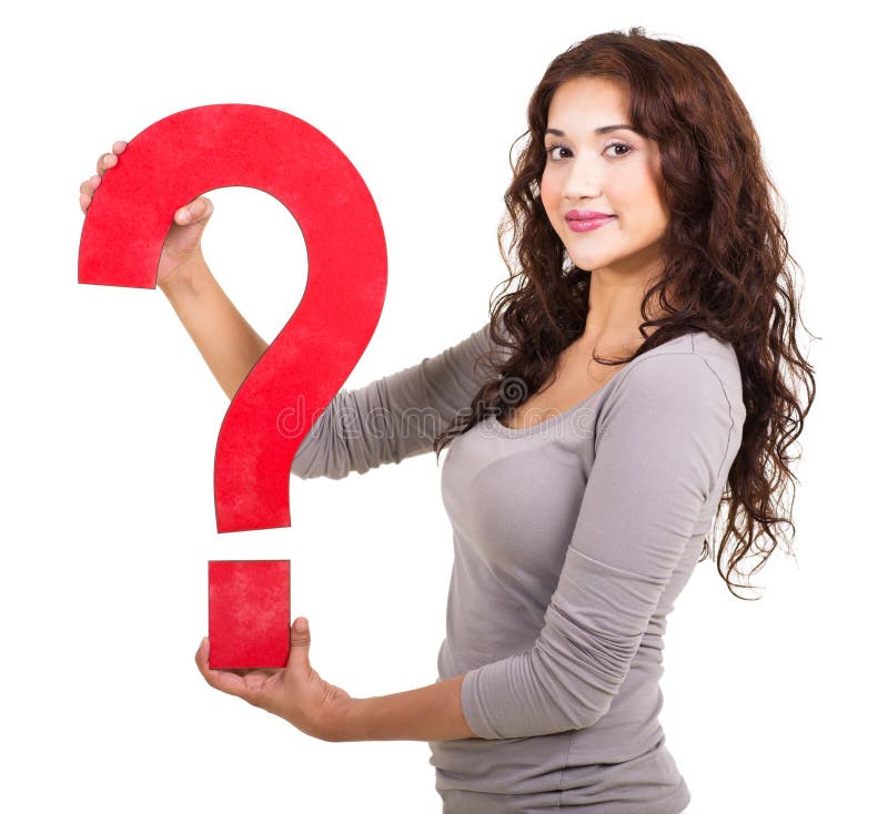 Young Girl with Question Mark Symbol Stock Image - Image of cutout ...