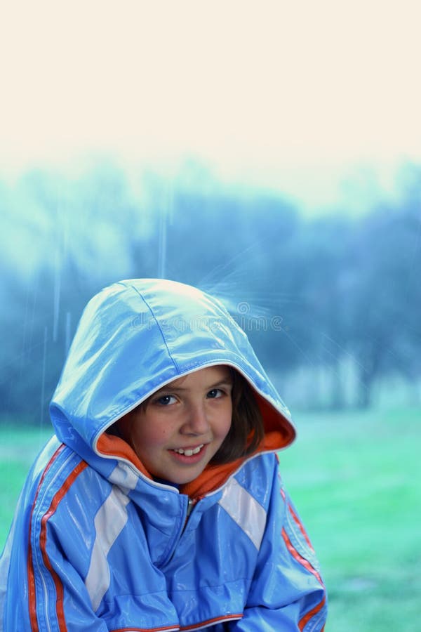 Young girl in the rain stock photo. Image of natural - 13121378