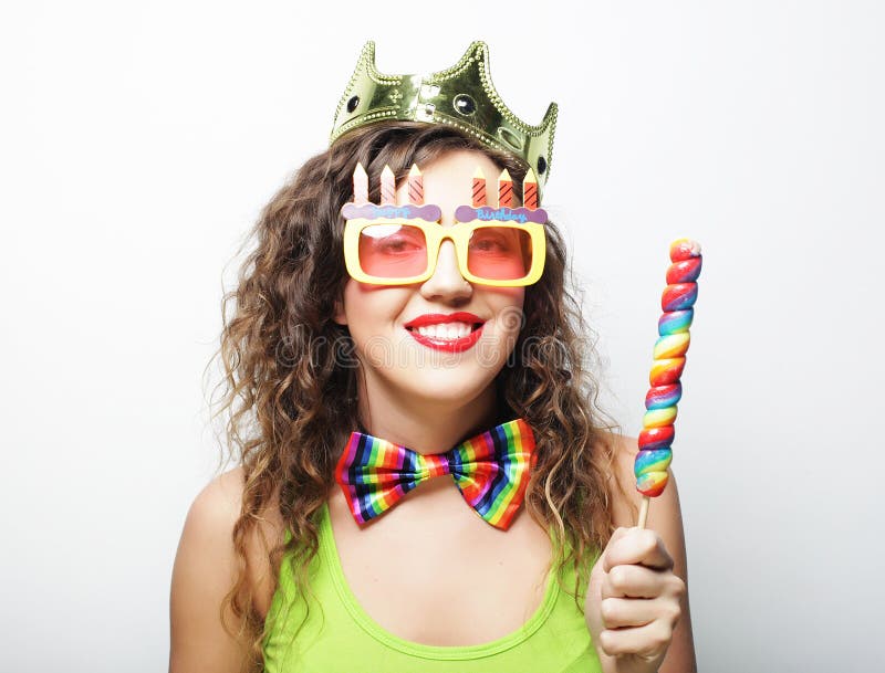 Young Girl Ready for Party - Smile and Happy. Stock Image - Image of ...