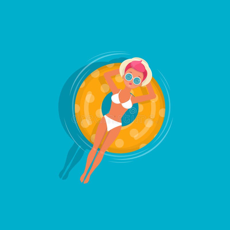 Boy Floating on an Inflatable Circle in the Pool Stock Vector ... Boy Floating on an Inflatable Circle in the Pool Stock Vector ...
