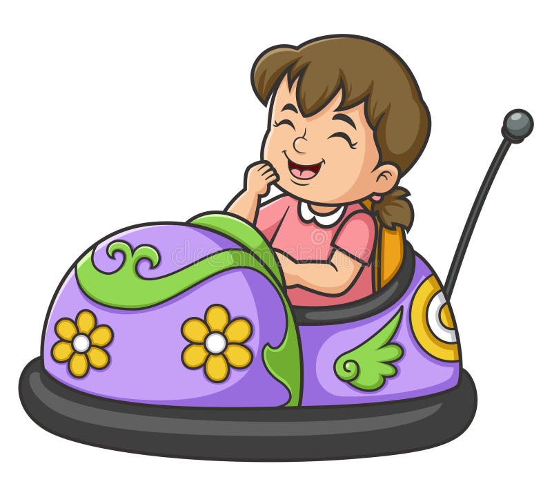 A Young Girl Riding a Bumper Car Stock Vector - Illustration of ...