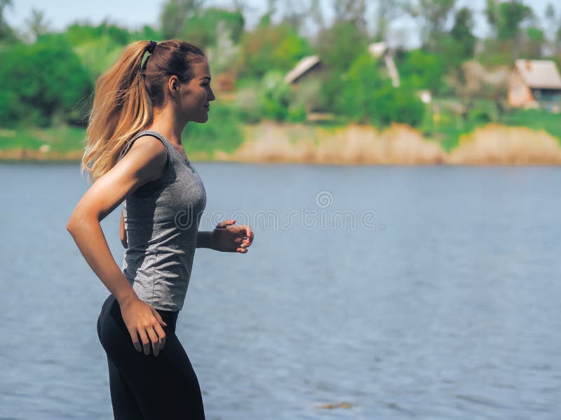 Young Girl Running at the Forest Happy Stock Photo - Image of park ...