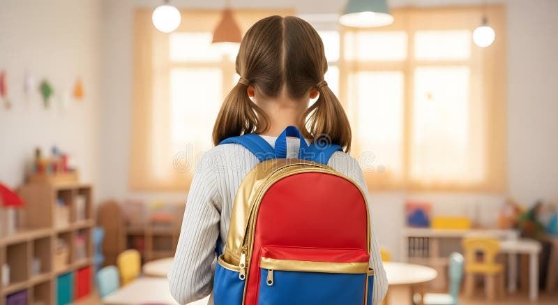 A Young Girl S Journey into Learning Begins Stock Illustration ...