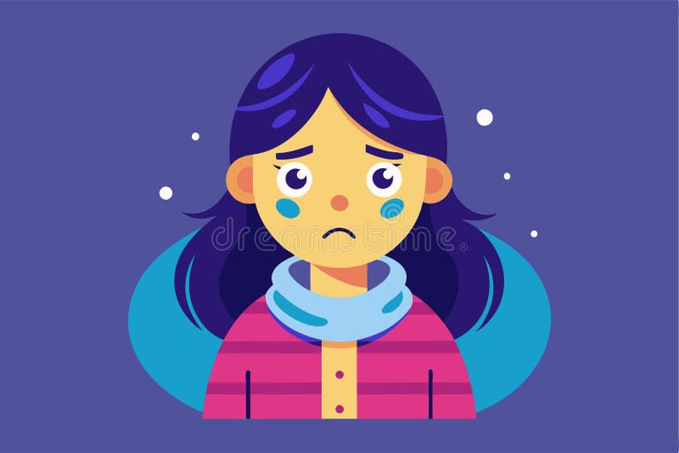 A Young Girl with a Sad Expression Features Customizable Elements in a ...