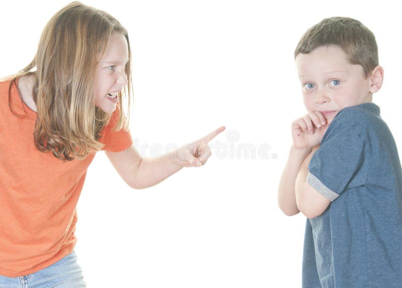Young girl scolding boy stock photo. Image of enemy, confrontation ...