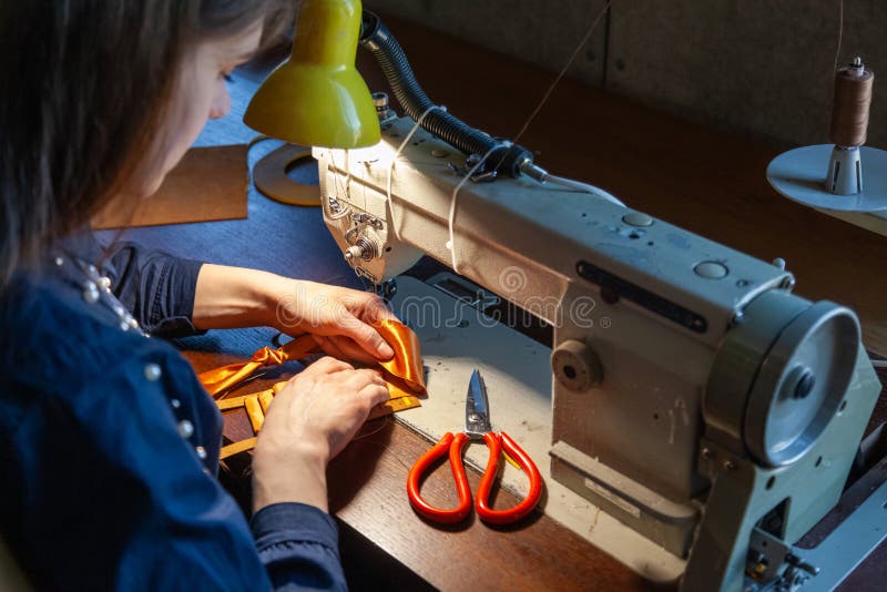 Young Woman Tailoring on the Sewing Machine Stock Photo - Image of ...