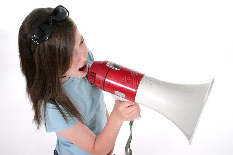 Young Girl Shouting through Megaphone 4 Stock Image - Image of ...