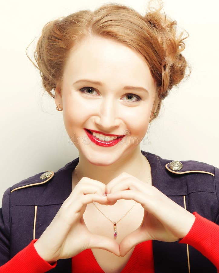 Young Girl Showing a Heart Sign Stock Photo - Image of love, like: 52573524