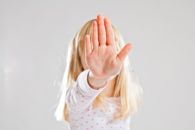 Young Girl Showing Stop Hand Sign Stock Image - Image of caucasian ...