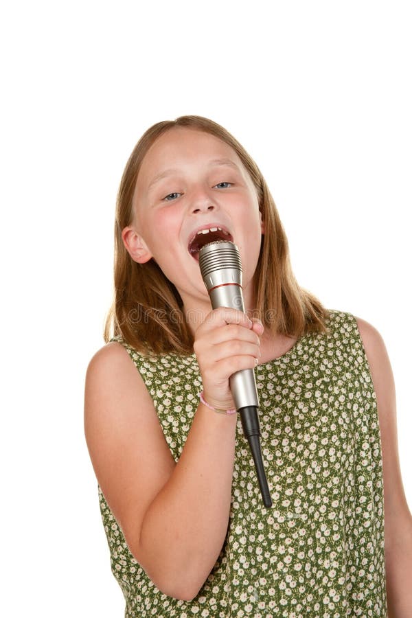 Young Girl Singing Isolated on White Stock Image - Image of girl, teen ...