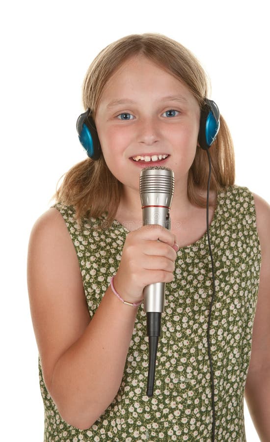 Young Girl Singing Isolated On White Stock Photo - Image of person ...