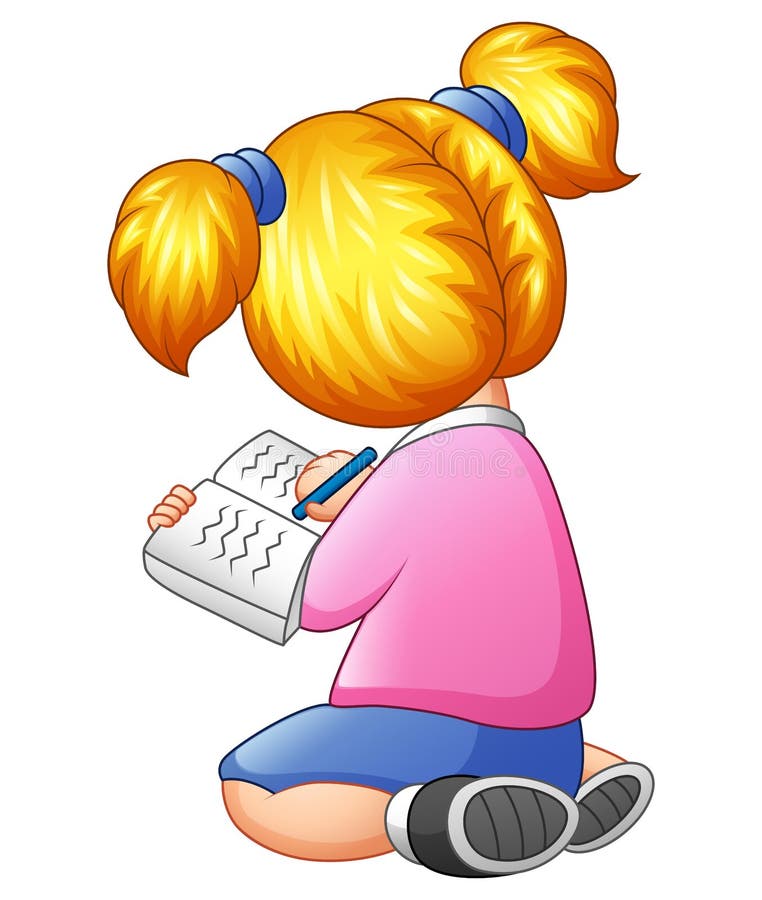 Young Girl Writing In A Book Stock Vector - Illustration of pink ... Young Girl Writing In A Book Stock Vector - Illustration of pink ...