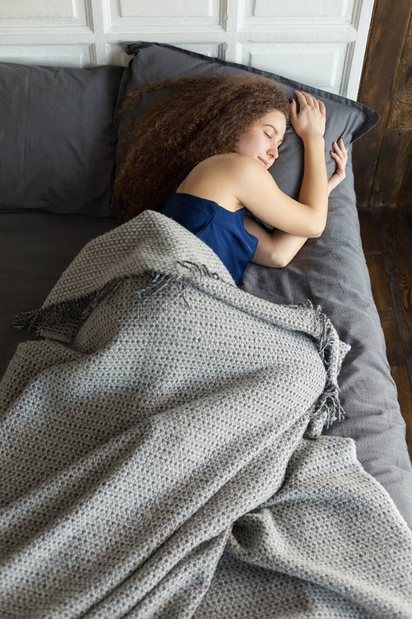 Young Girl Sleeping in the Bed Stock Image - Image of health, people ...